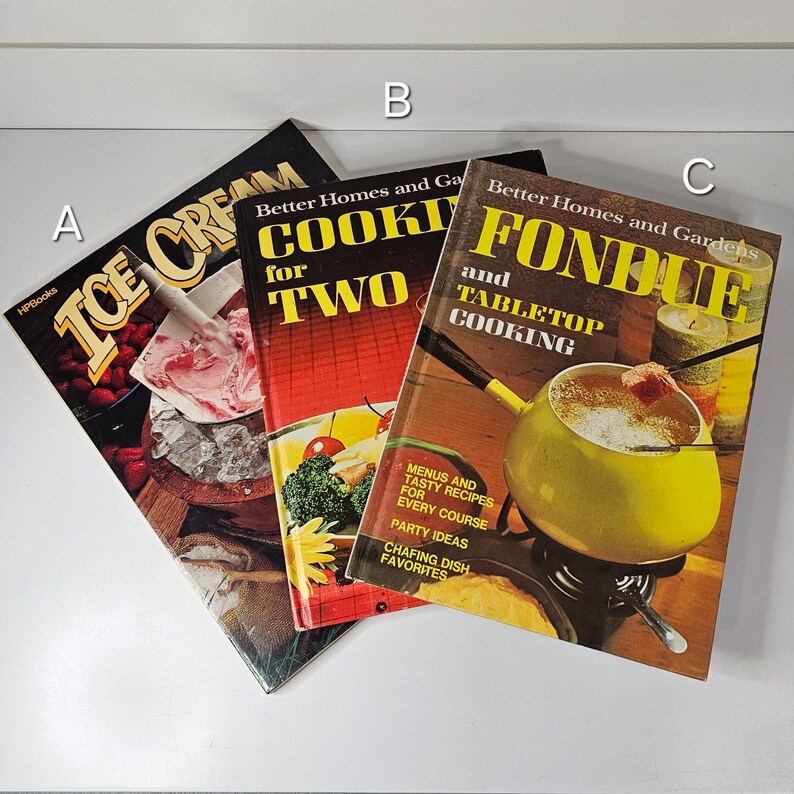 Vintage 1970s-80s Cookbooks: Ice Cream, Fondue, Cooking for Two - Etsy