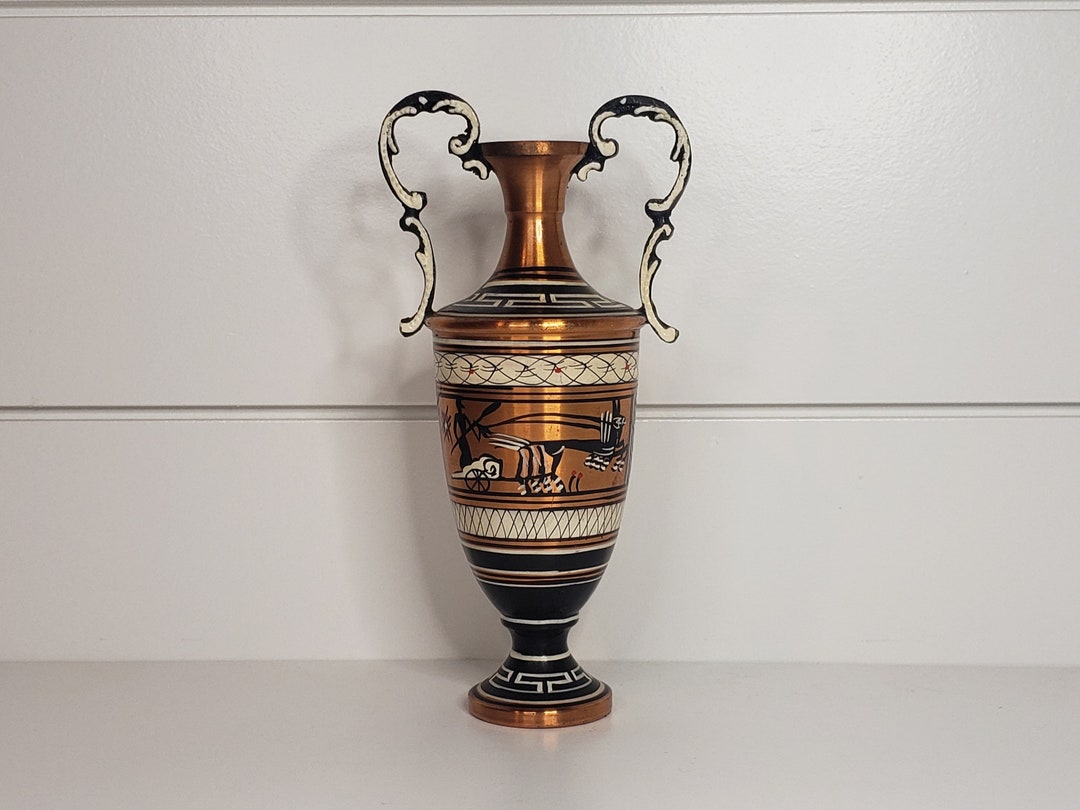 Antique Greek Vessel | Made in Greece | Hand Made Metal Vase - Etsy