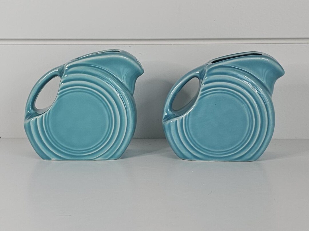 Vintage 1990's Fiestaware Small Size Disc Pitcher in Turquoise Blue. - Etsy