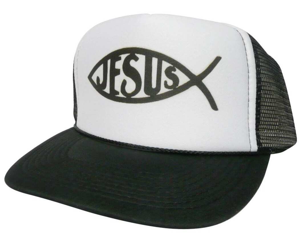 Jesus Hat Jesus Fish Trucker Hat Snapback Cap Black Hat Adjustable ...