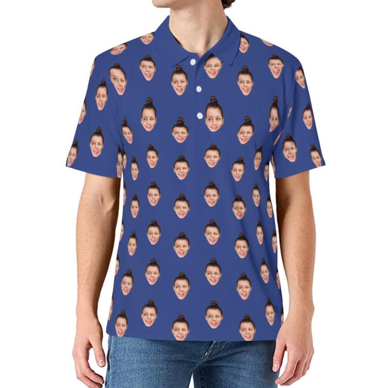 Custom Polo Shirt for Men, Personalized Face Golf Polo Shirt, Funny ...