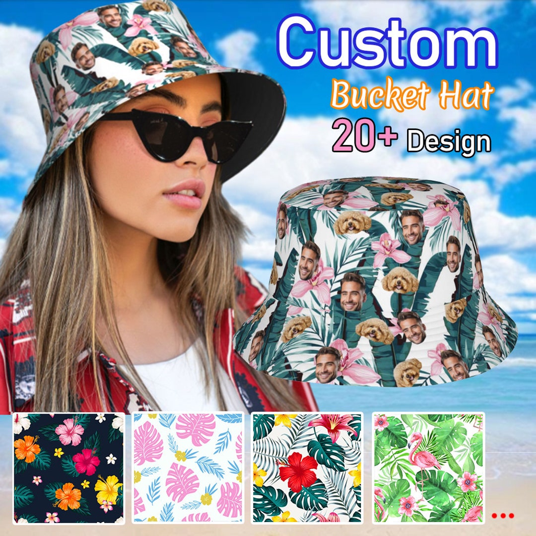 Custom Unisex Faces Bucket Boonie Hat, Personalized Photo Hawaii Hat ...