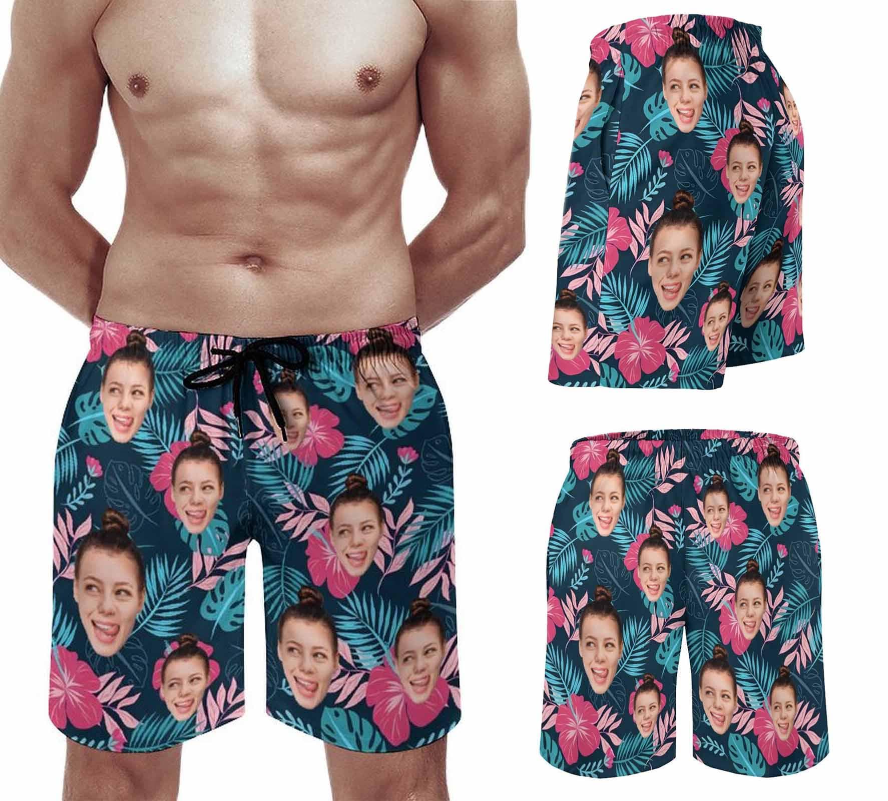 Custom Faces on Beach Swim Cover and Swim Trunk, Custom Face Bikini Set ...