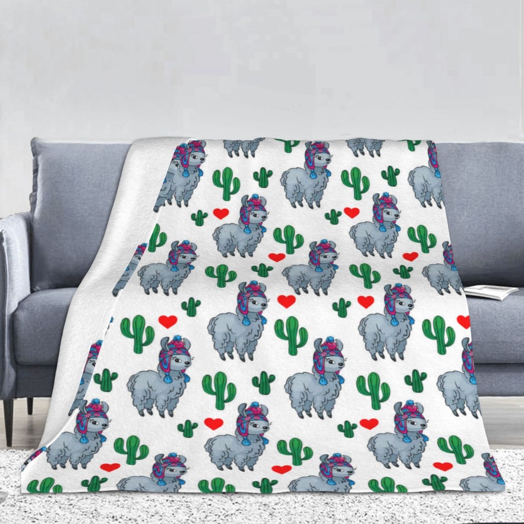Hippie Llama Blanket Cozy Pink Llama Throw Blanket Soft Warm ...