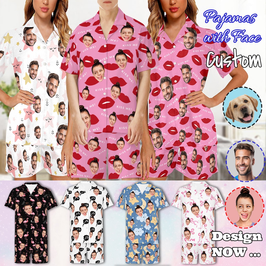 Custom Face Photo Pajamas for Women, Personalized Photo Face Women ...