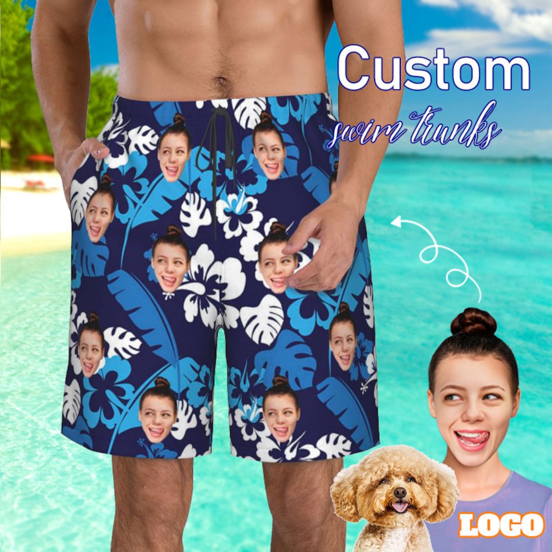 Custom Face Swim Trunk, Funny Swim Trunks, Personalized Men Swim Trunks ...