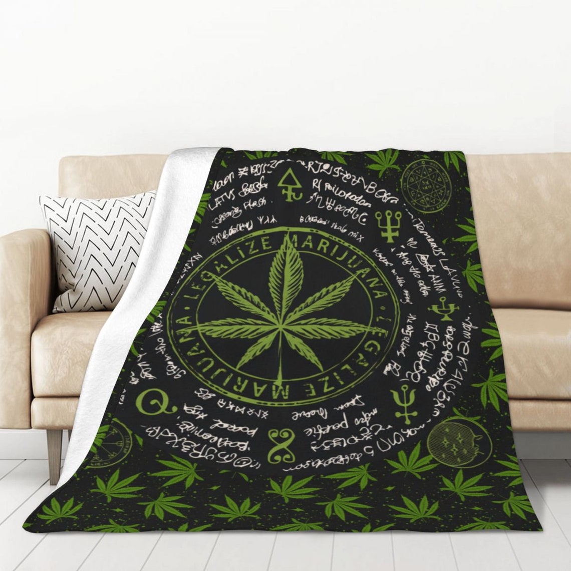 Marijuana Leaf Blanket, Plant Print Blanket, Cannabis Print Blanket, Marijuana Lover - Etsy
