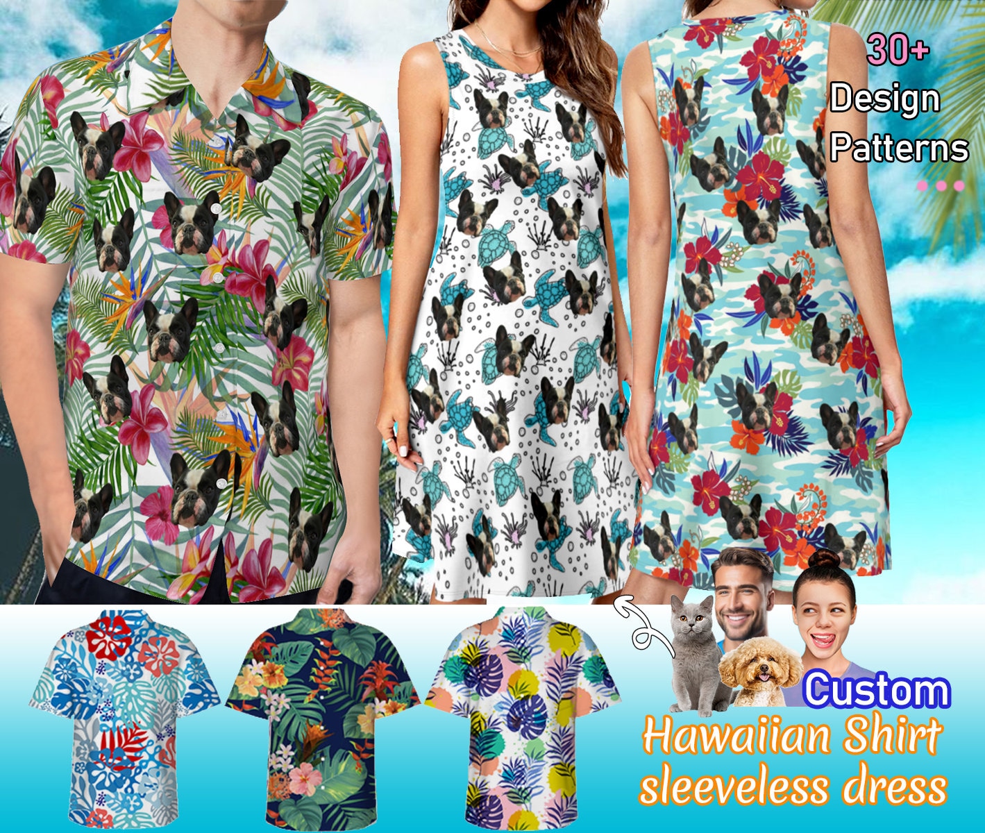 Custom Hawaii Shirt & Dress With Face, Personalized Hawaiian Shirt ...