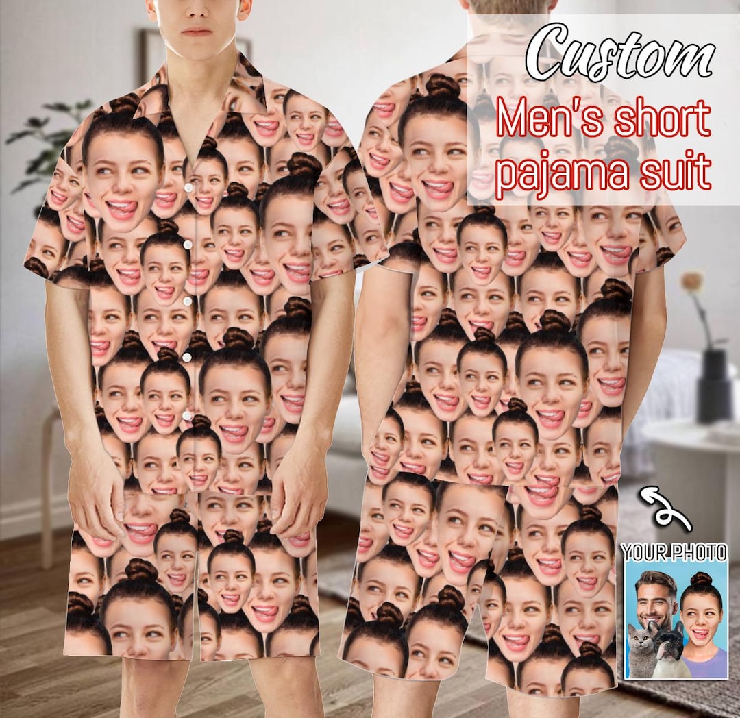 Custom Face Pajamas for Men, Personalized Photo Face Men Pajama Set ...