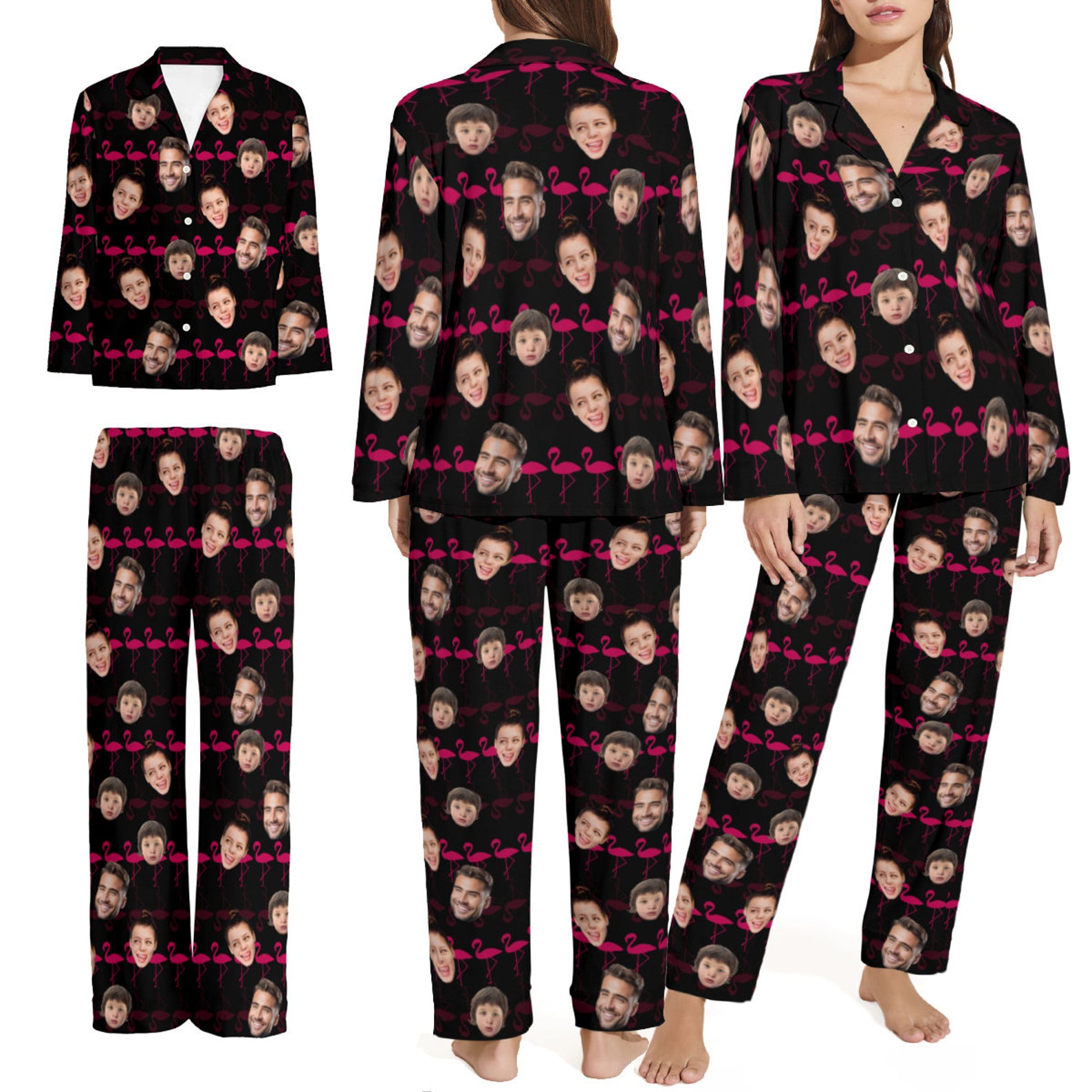 Custom Face Photo Pajama Set for Women/men, Customized Family Pajamas ...