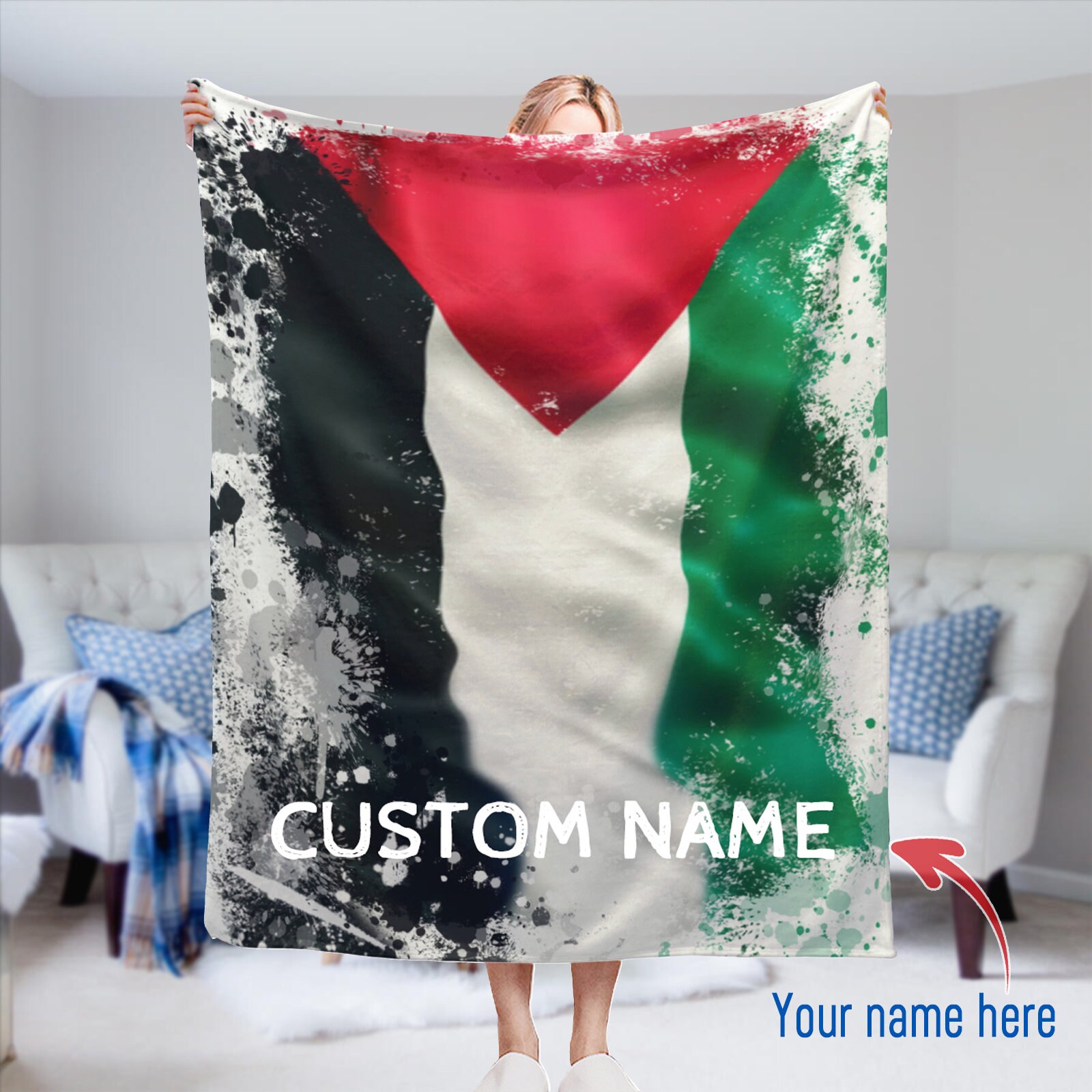 Palestine Custom Name Blanket Palestine Throw Blanket - Etsy