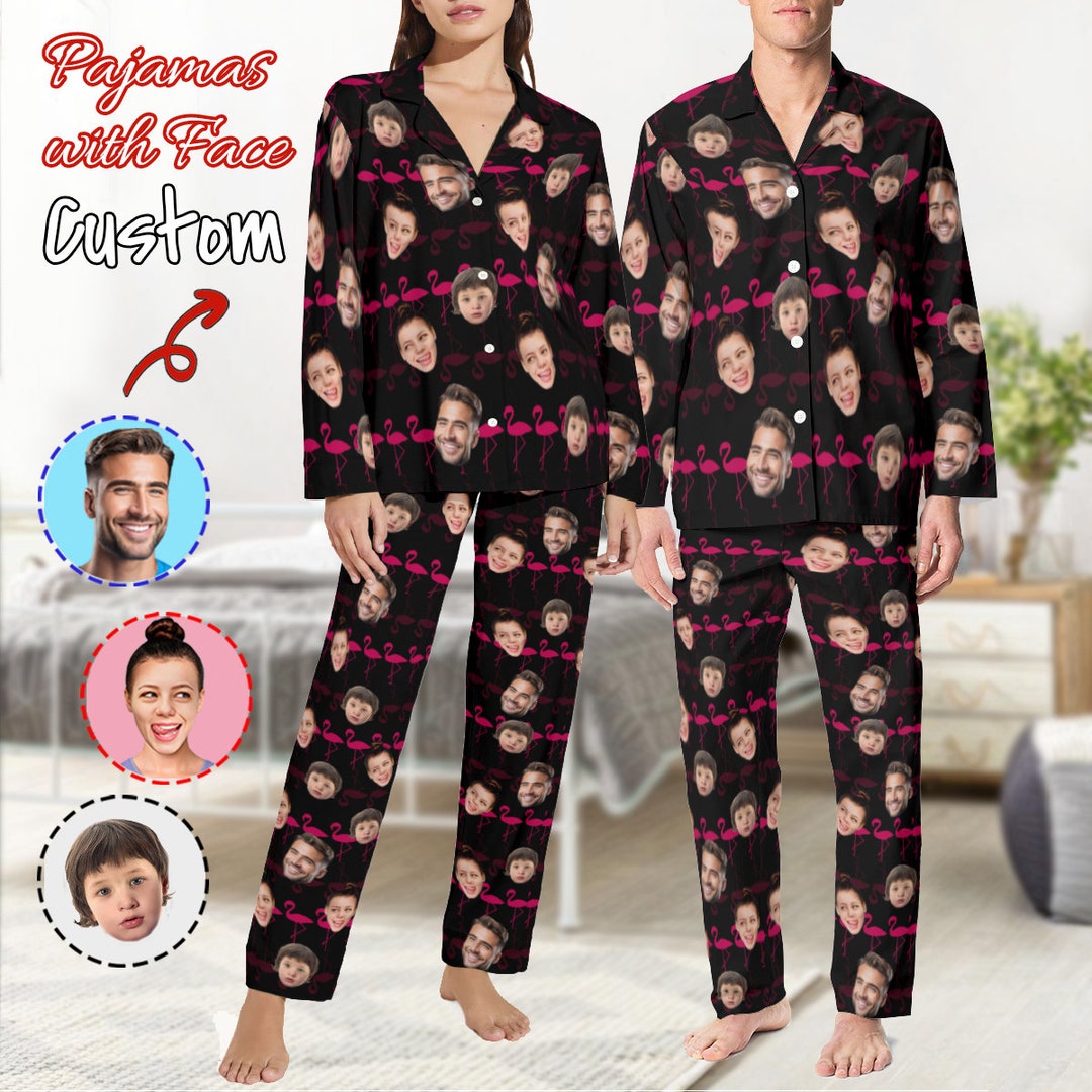 Custom Face Photo Pajama Set for Women/men, Customized Family Pajamas ...