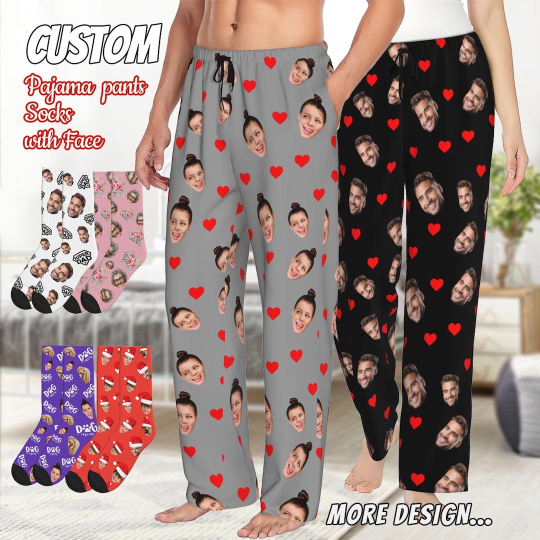 Custom Photo Pajamas, Personalized Face Unisex Pajamas, Custom Photo ...