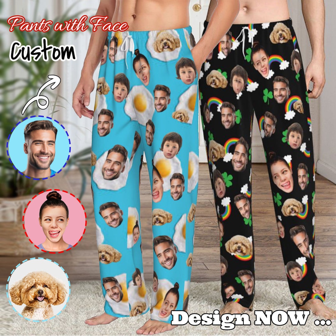Custom Photo Pajamas, Personalized Face Unisex Pajamas, Custom Photo ...