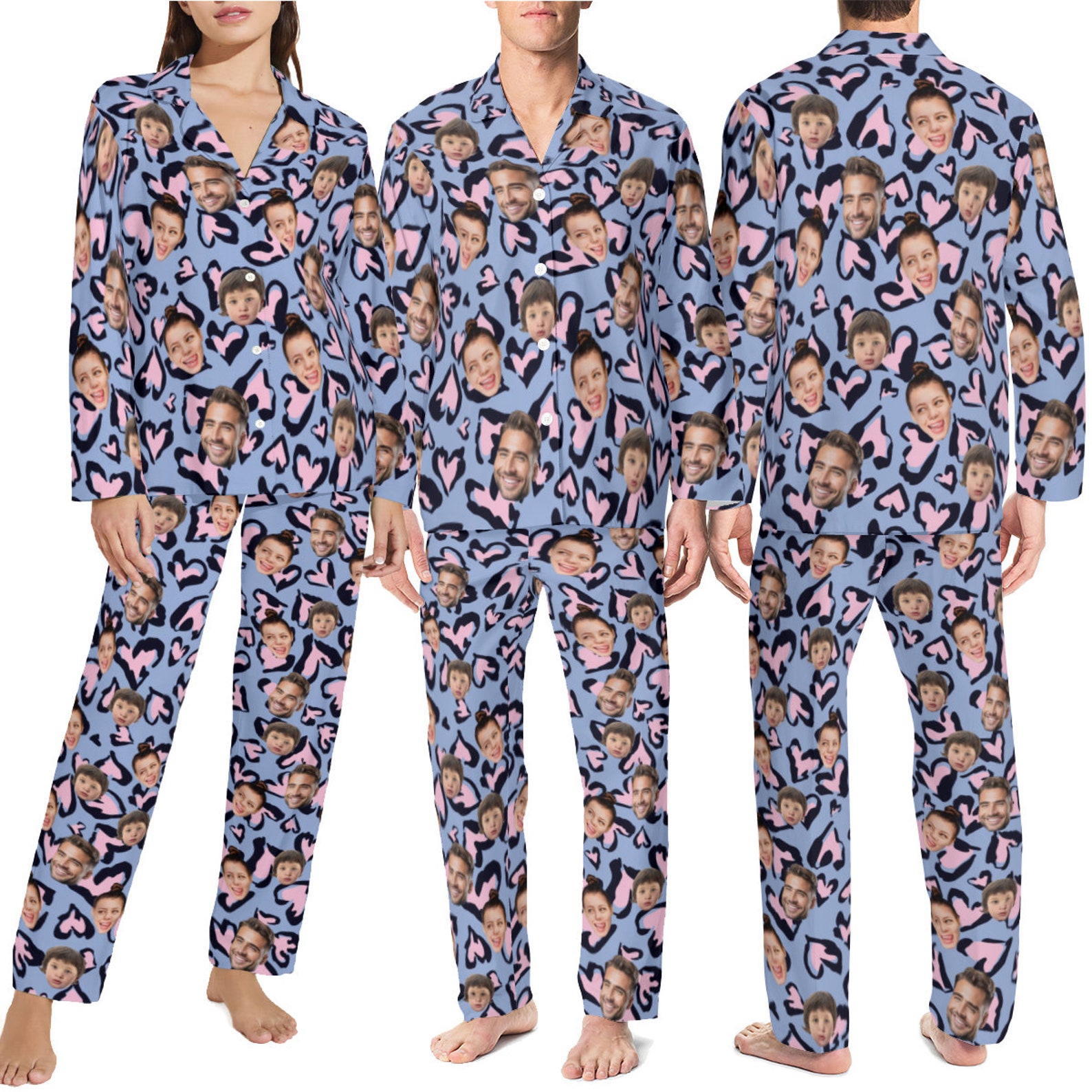 Custom Face Photo Pajama Set for Women/men, Customized Family Pajamas ...