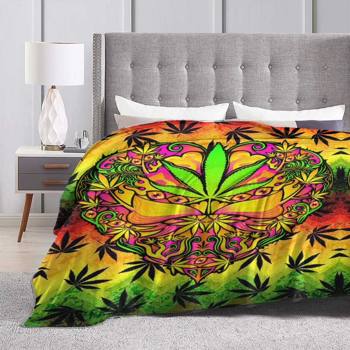 Marijuana Leaf Blanket, Plant Print Blanket, Cannabis Print Blanket, Marijuana Lover - Etsy