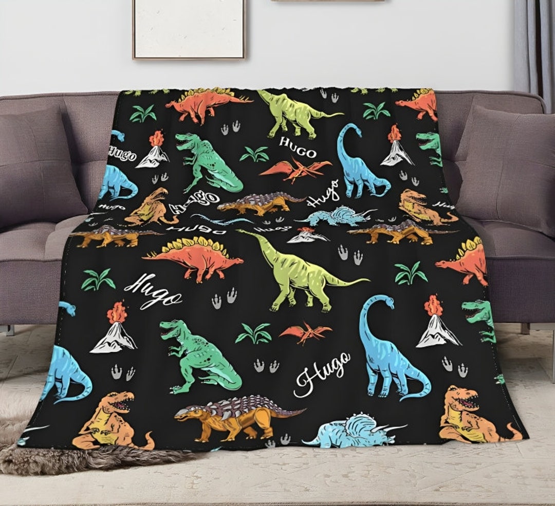Dinosaurs Custom Name Blanket, Dinosaurs Blanket, Dinosaur Blanket for ...