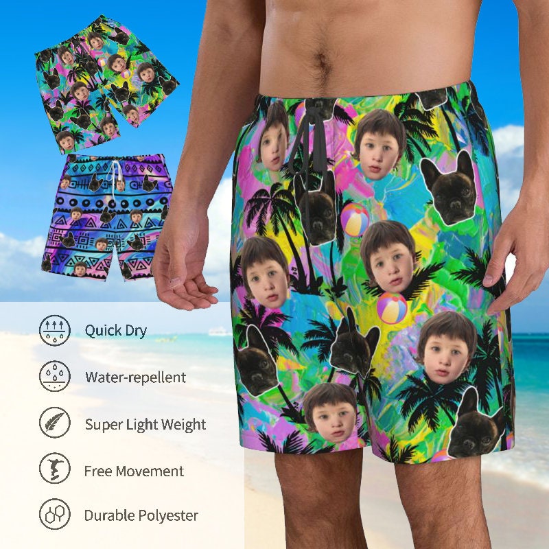 Custom Face Swim Trunk, Funny Swim Trunks, Personalized Men Swim Trunks ...