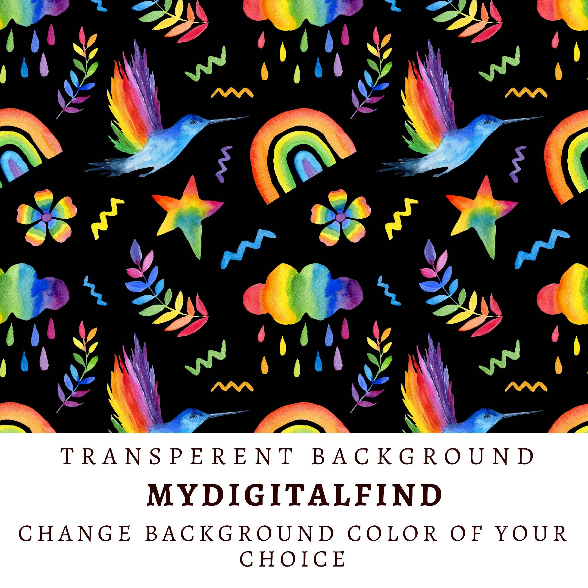 Rainbow Digital Paper Png Seamless Pattern Rainbow - Etsy