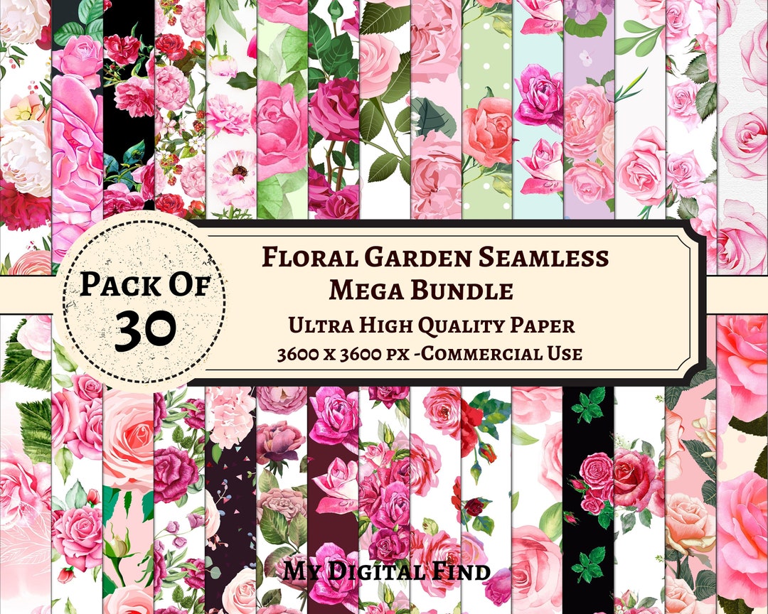 30 Pink Floral Digital Paper Seamless Backgrounds With Pink - Etsy