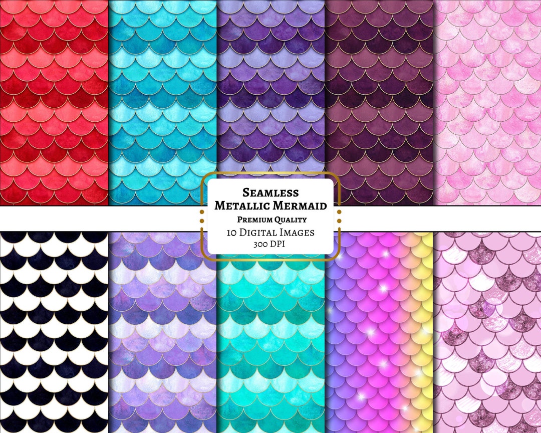 10 Metallic Mermaid Scales Digital Paper Seamless Mermaid - Etsy