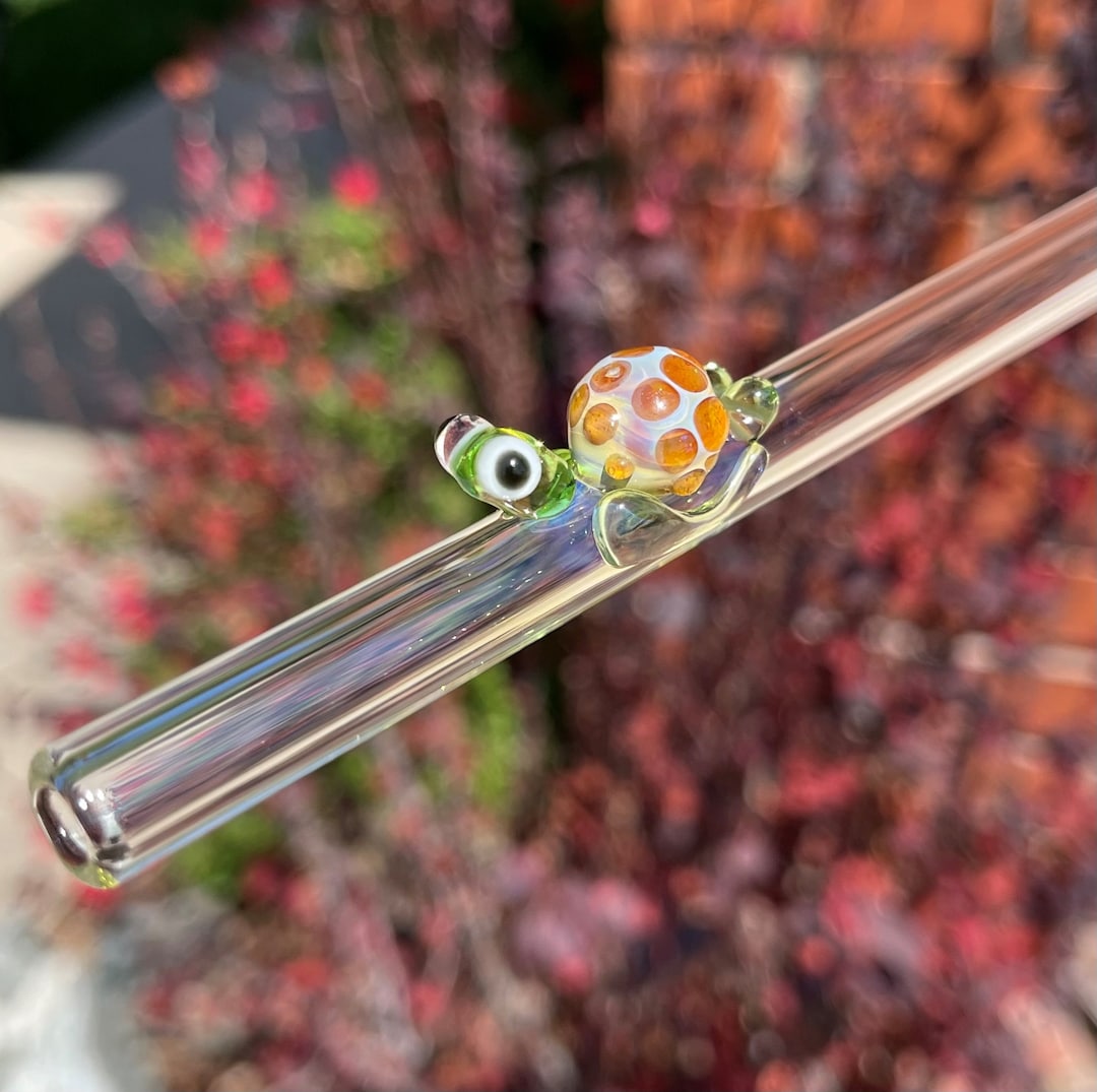 Glass Sea Turtle Straw, Handmade Reusable Drinkware, Custom Length - Etsy