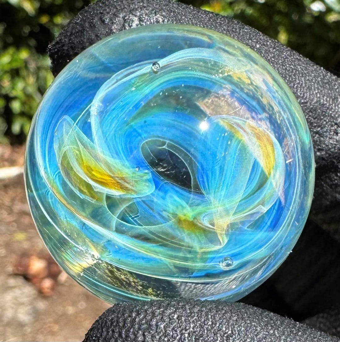 Handmade Galaxy Glass Marble (1.5in)– Cosmic Orb of Swirling Stars ...