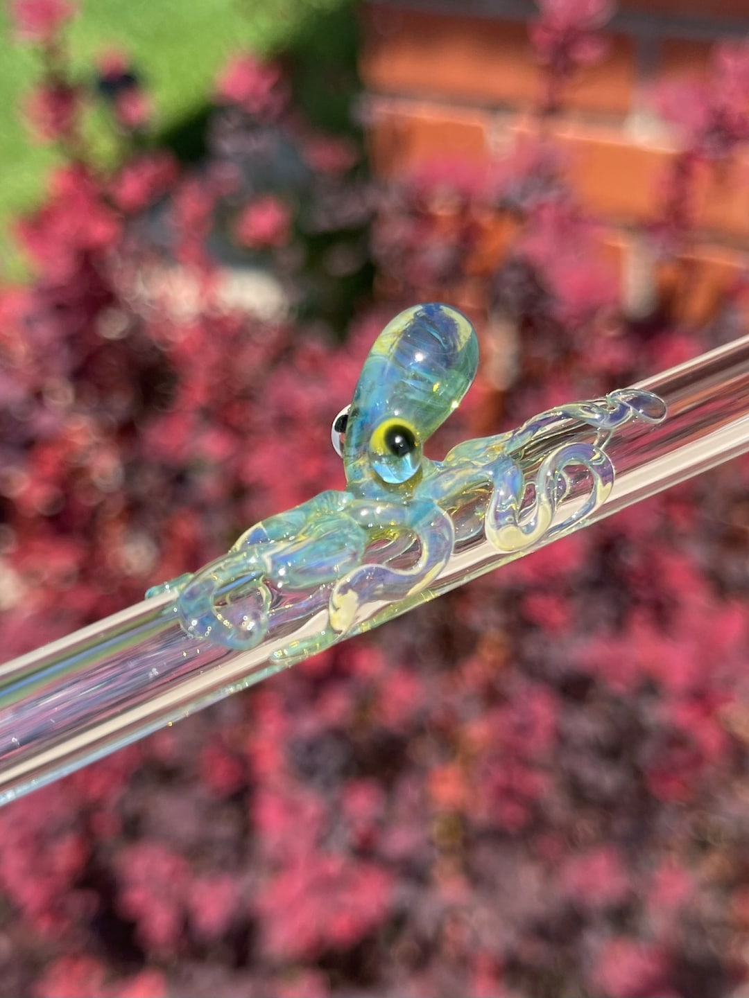 Translucid Octopus Glass Straw – Artisan Reef Creature, Ocean Barware ...