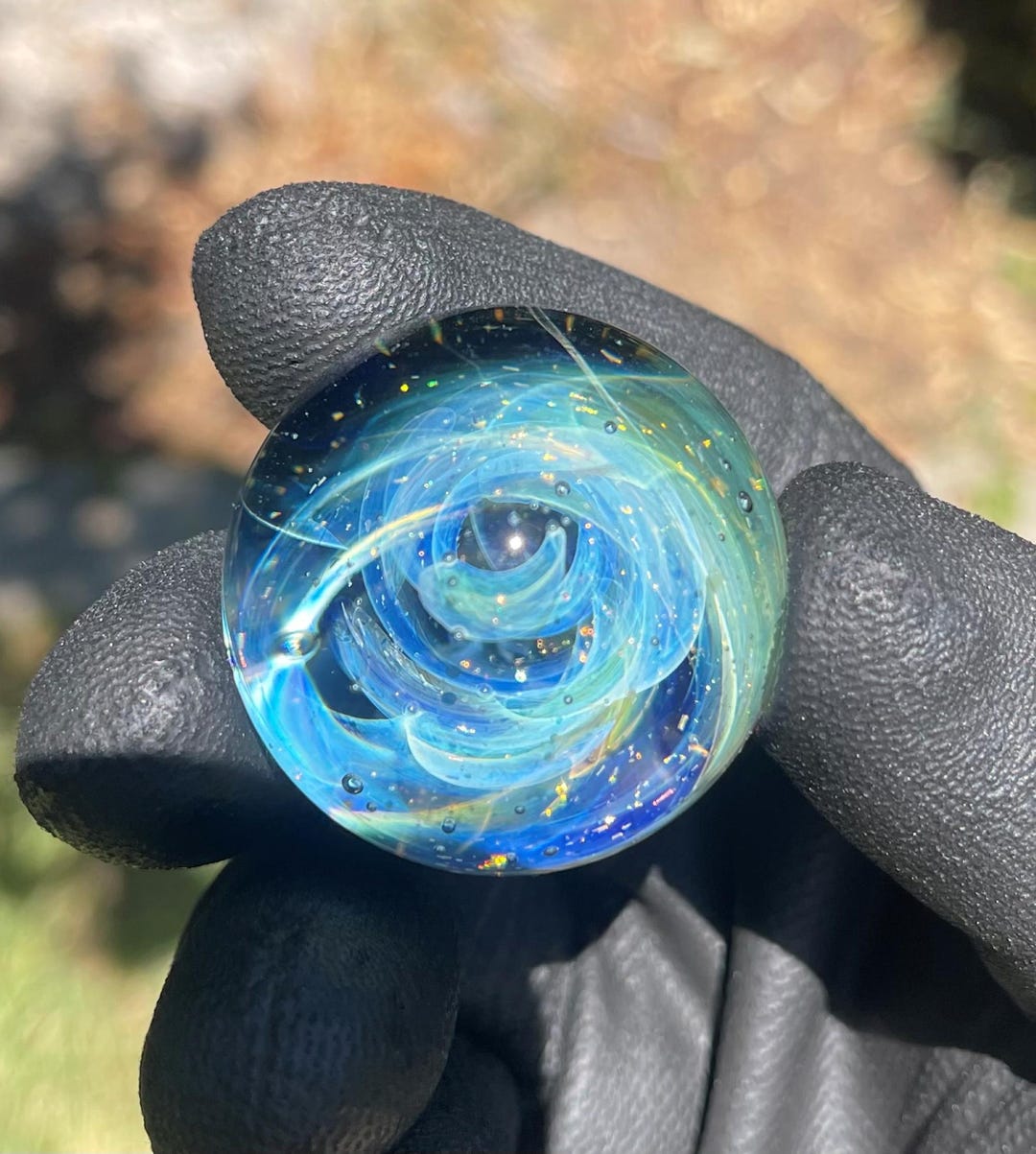 Galaxy Glass Marble 1.5in - Handmade Cosmic Orb, Space-themed Collector ...