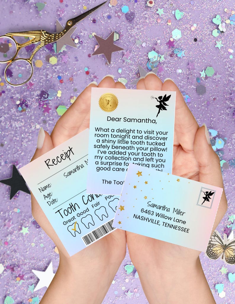Printable Tooth Fairy Letter and Envelope: Whimsical Kids Keepsake (PDF ...