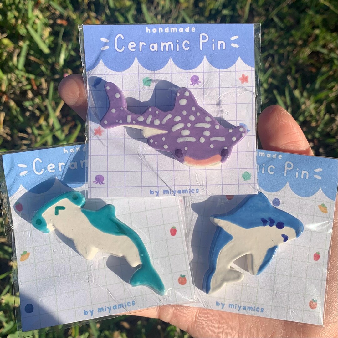 Ceramic Shark Pins - Etsy