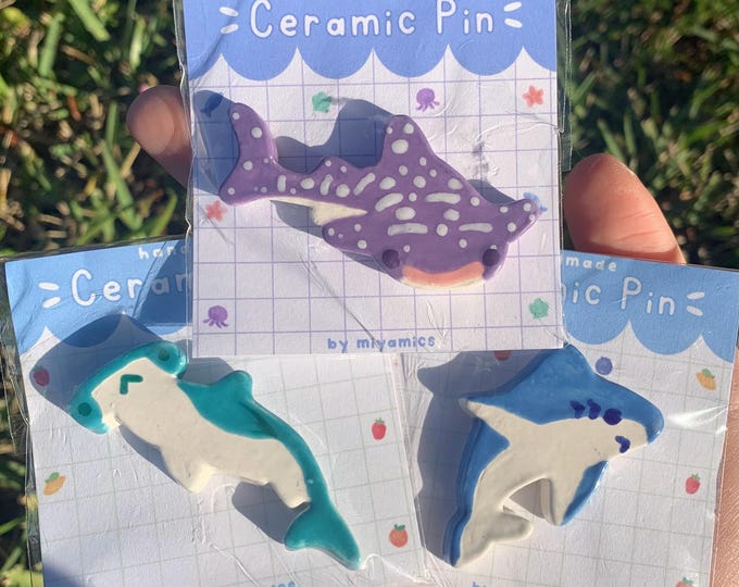 Ceramic Shark Pins - Etsy