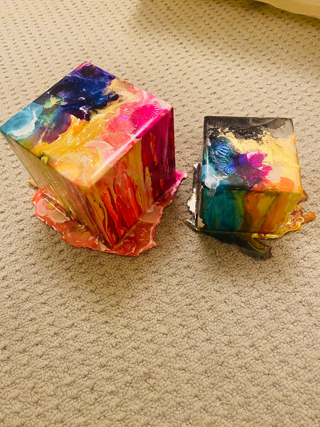 Colorful Wood Blocks Epoxy Resin Wood Block Decor Large Wood Block ...