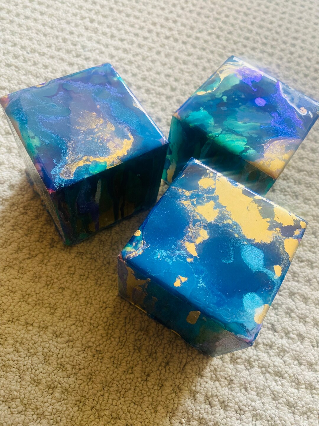 Resin Wood Cubes Wood Block Decor Wood Block Art Home Decor Home and ...