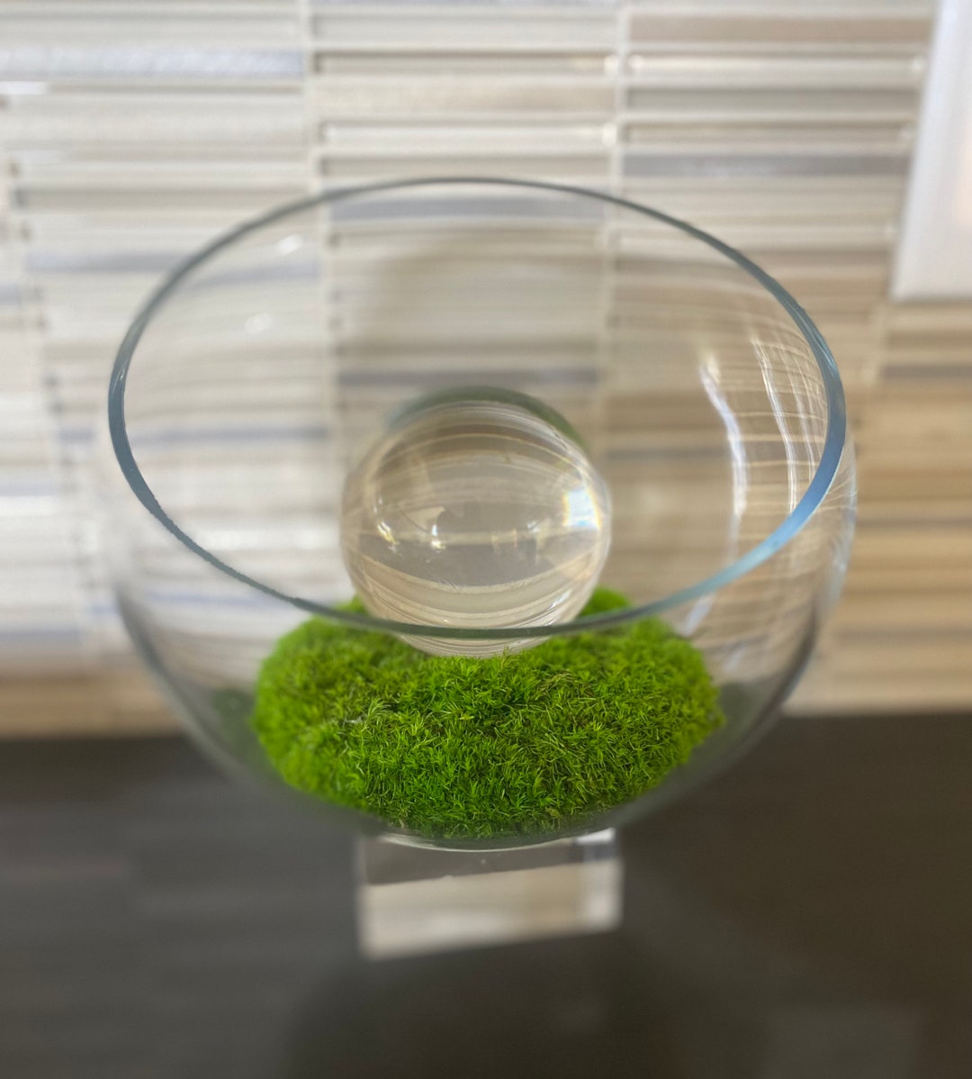 Moss Arrangement Preserved Moss in Glass Home Decor Large Quartz ...