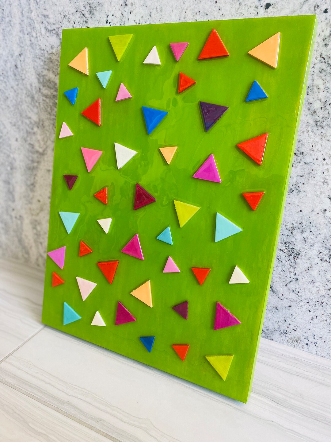 Resin Wall Art Resin Art Colorful Geometric Resin Art Green Resin Art ...