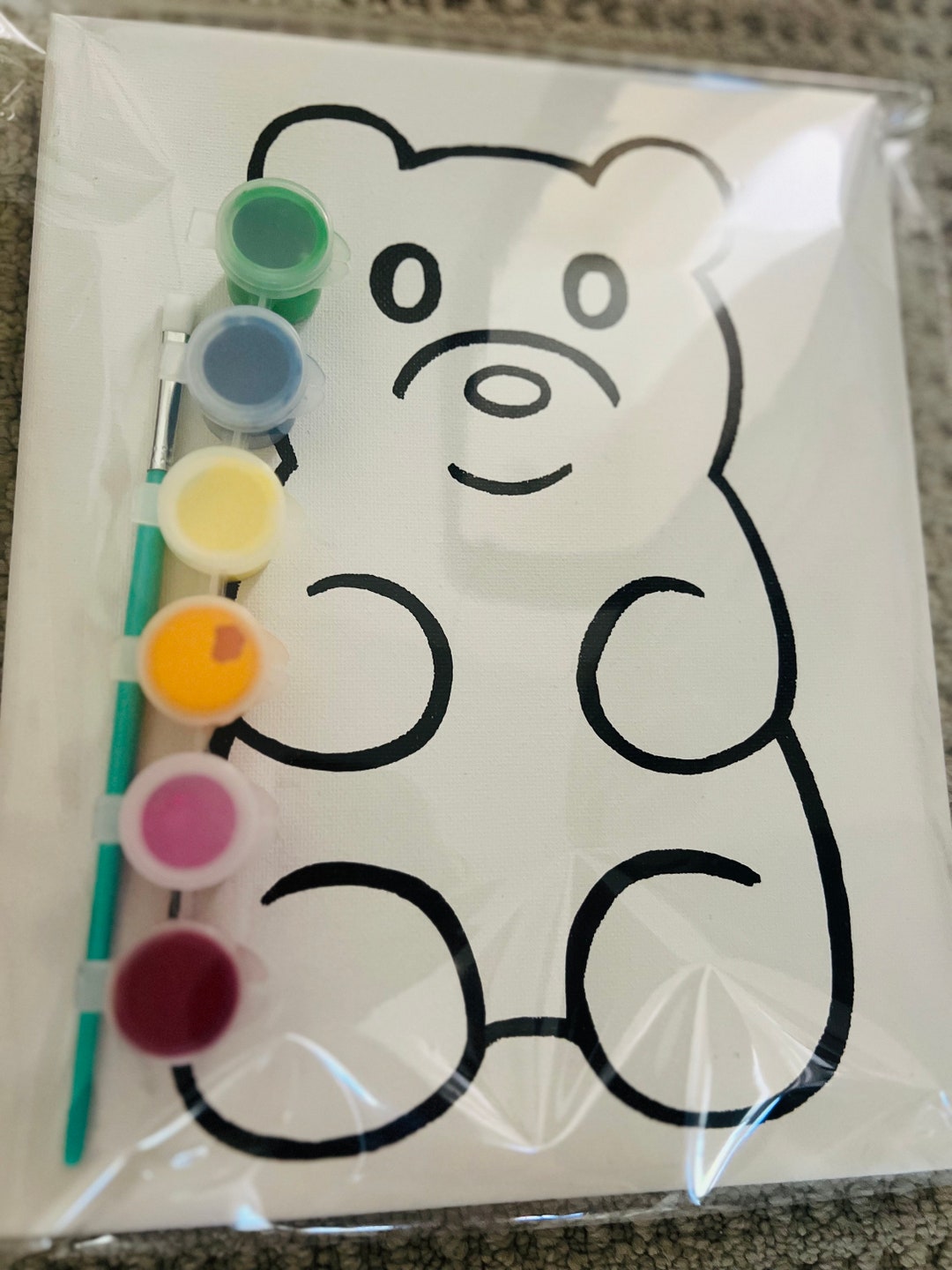 Ready to Paint Gummy Bear Canvas Predrawn Gummy Bear Canvas Kids Paint ...