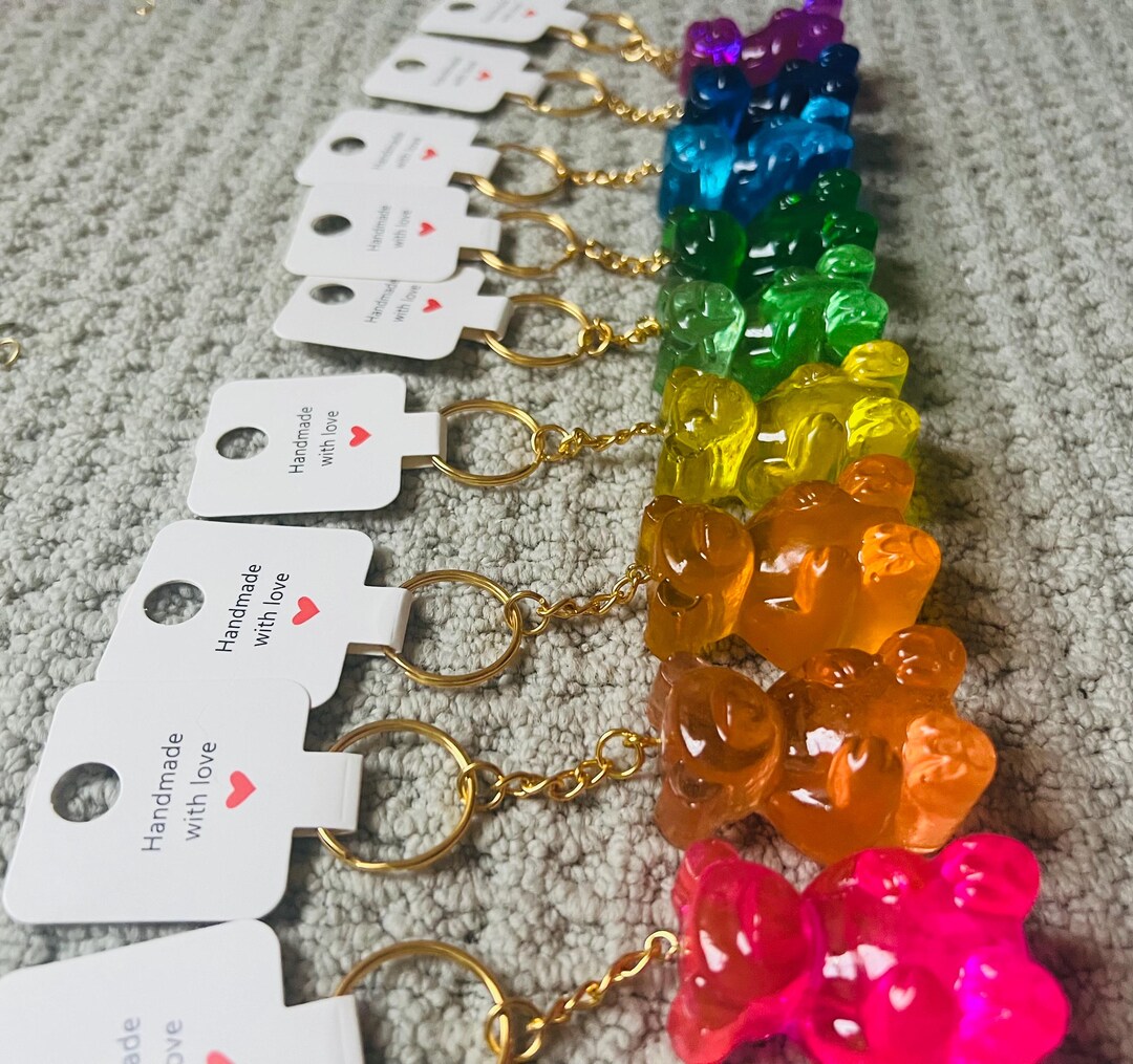 Large Resin Gummy Bear Keychain | Huge 2” Inch Gummy Bear Keyring ...