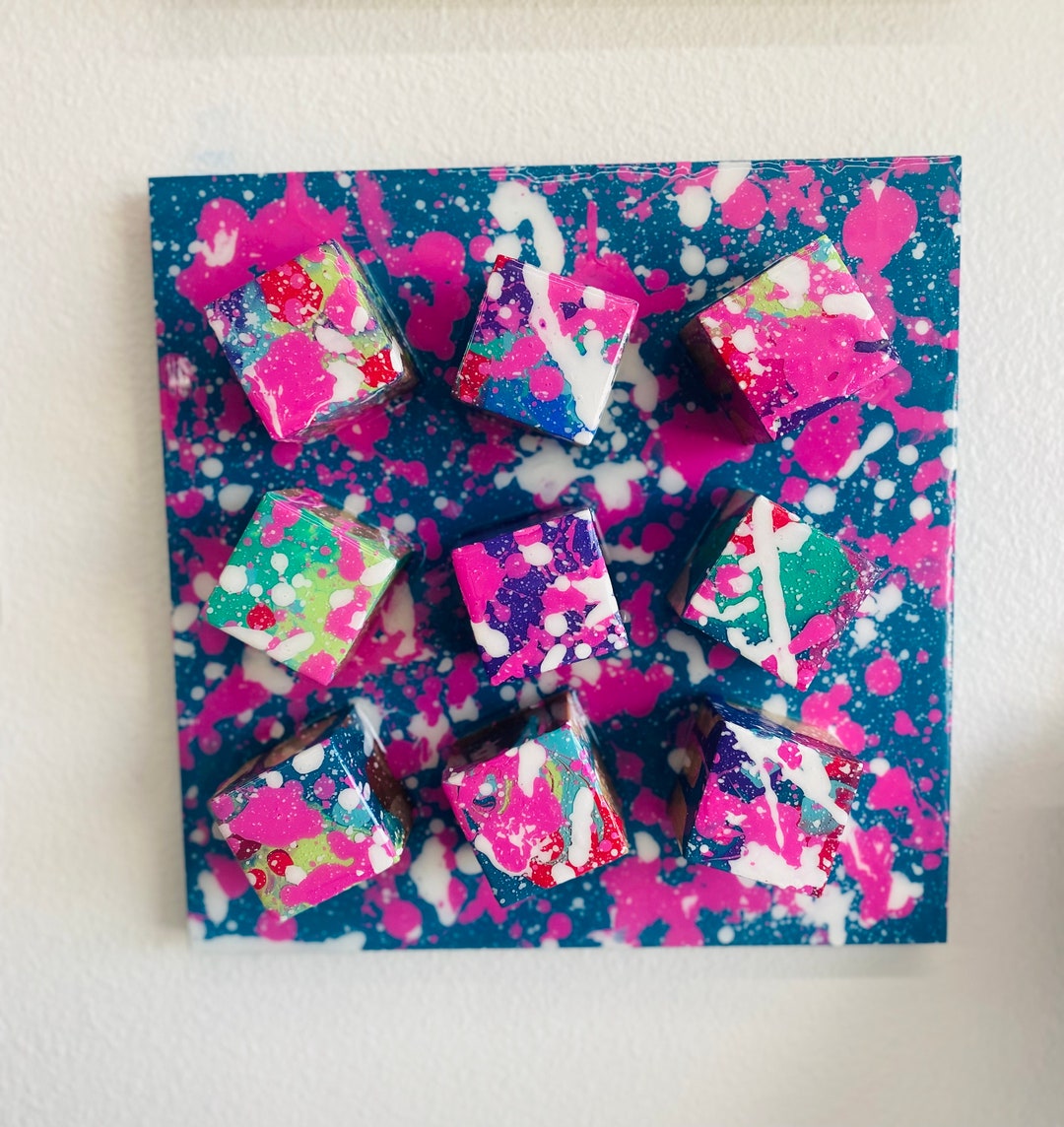 Splash Art | Resin Block Art | Resin Wood Art | Resin Drops Wall Decor ...