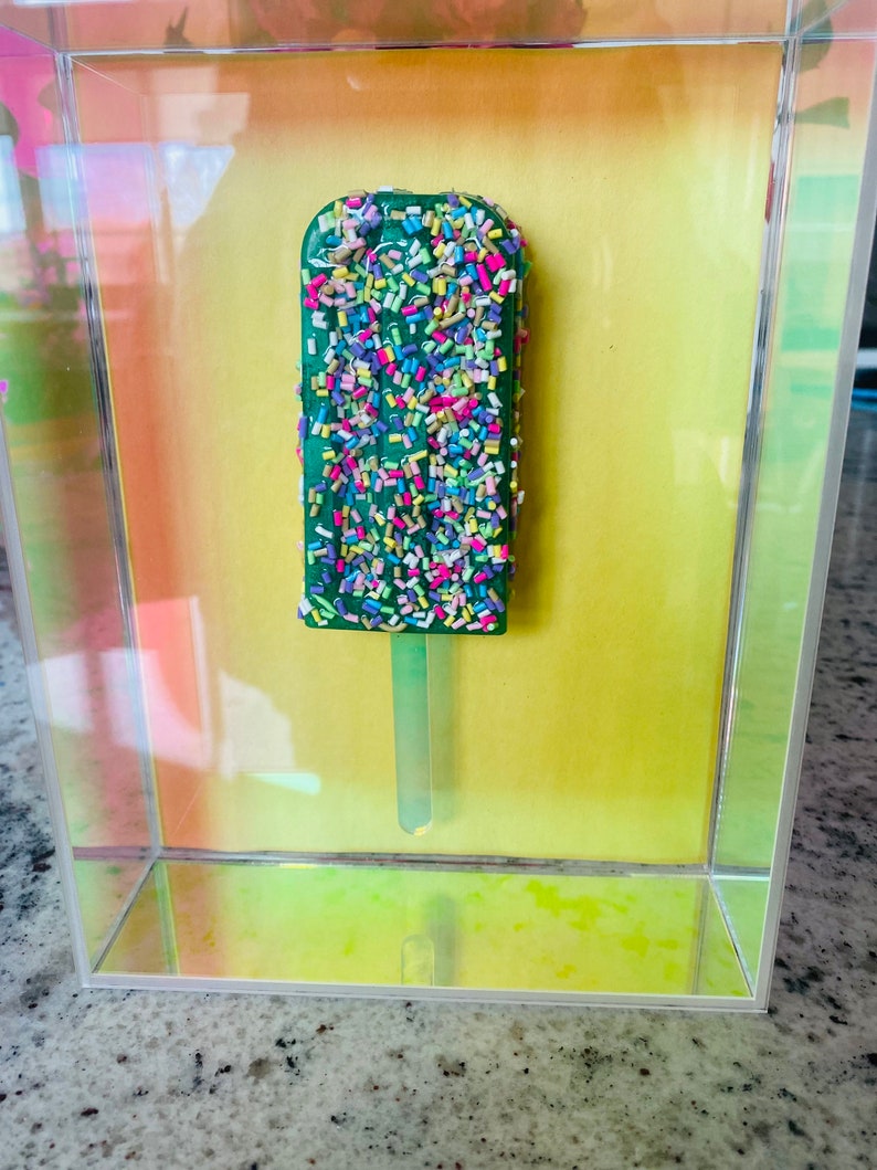Resin Popsicle Art Popsicle Shadow Box Art Iridescent Resin Popsicle ...