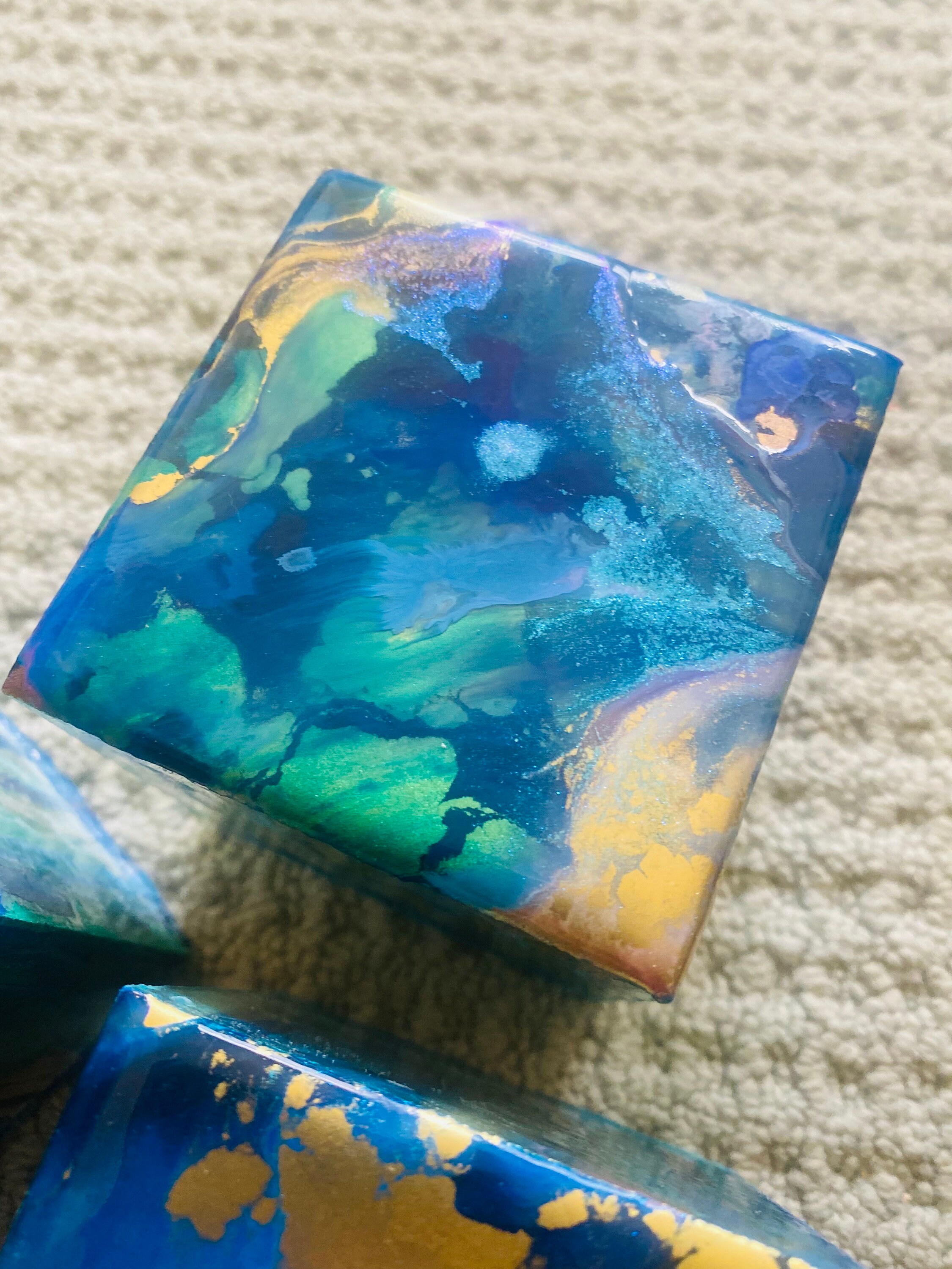 Resin Wood Cubes Wood Block Decor Wood Block Art Home Decor Home and ...