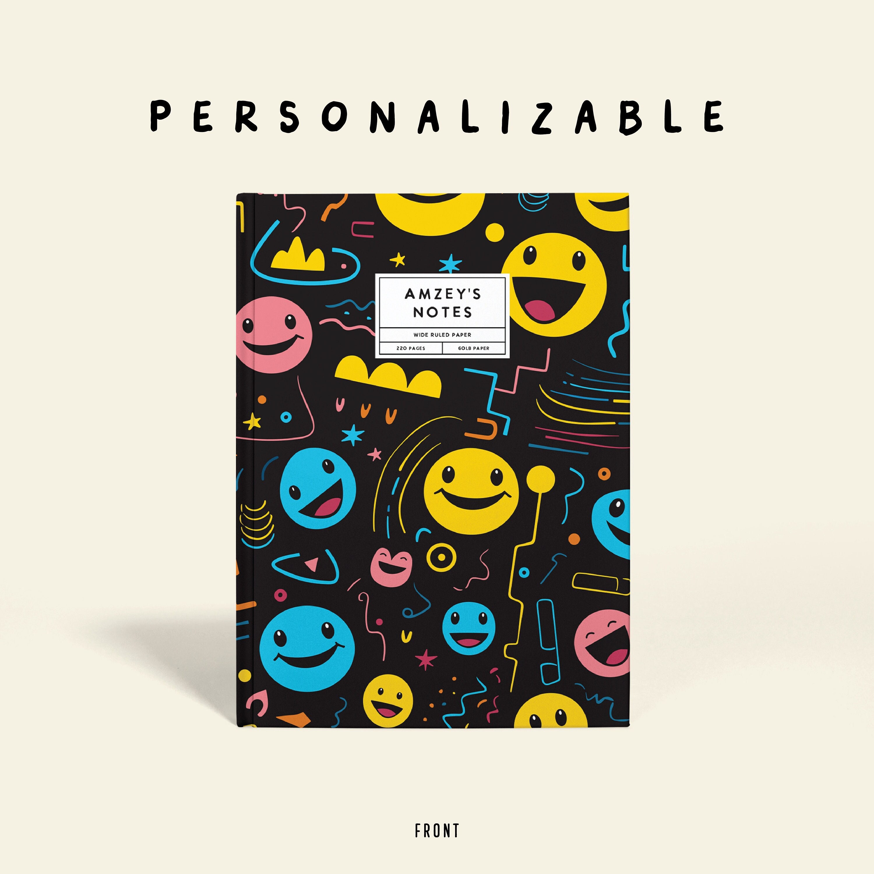 Smiley Face Personalizable Notebook, Custom Journal, Custom Notebook ...