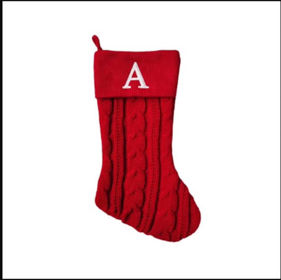 Holiday Time Monogram Letter "a" Knit Stocking, Red - Etsy