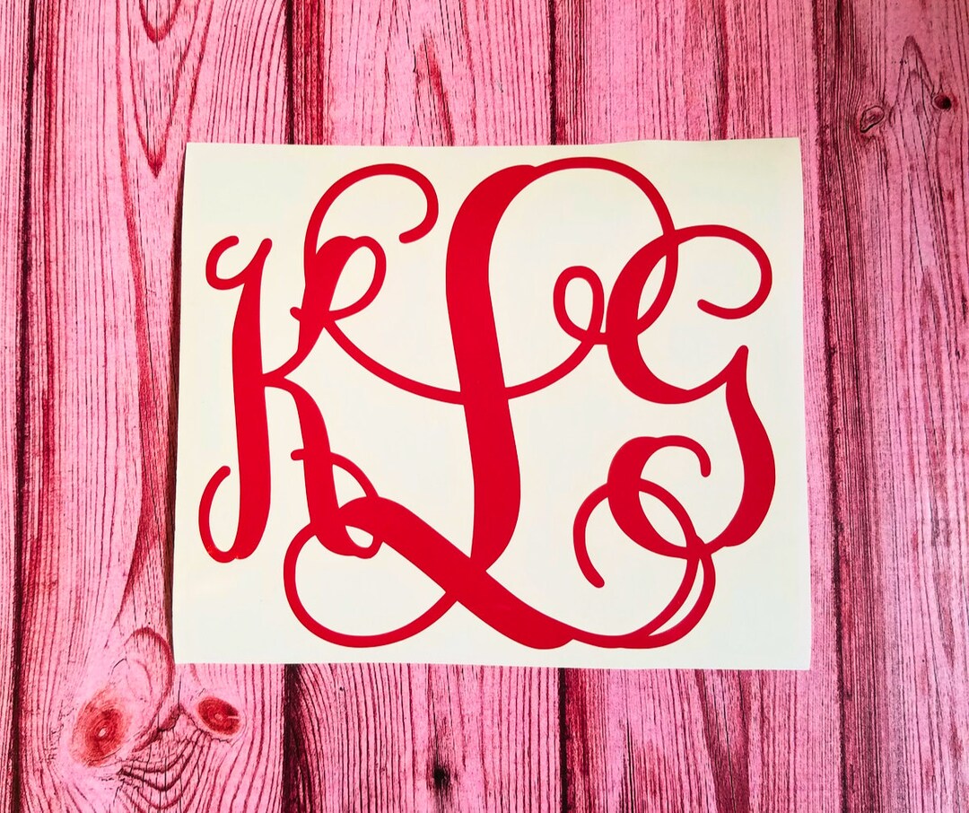Vine Monogram Decal - Custom Initials Vinyl Sticker - Etsy