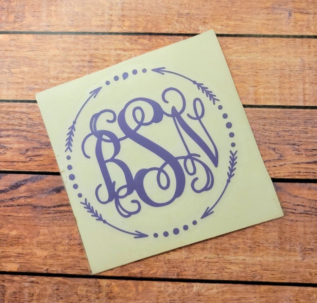 Vine Style Monogram Decal - Custom Initials in Circular Arrow Frame ...