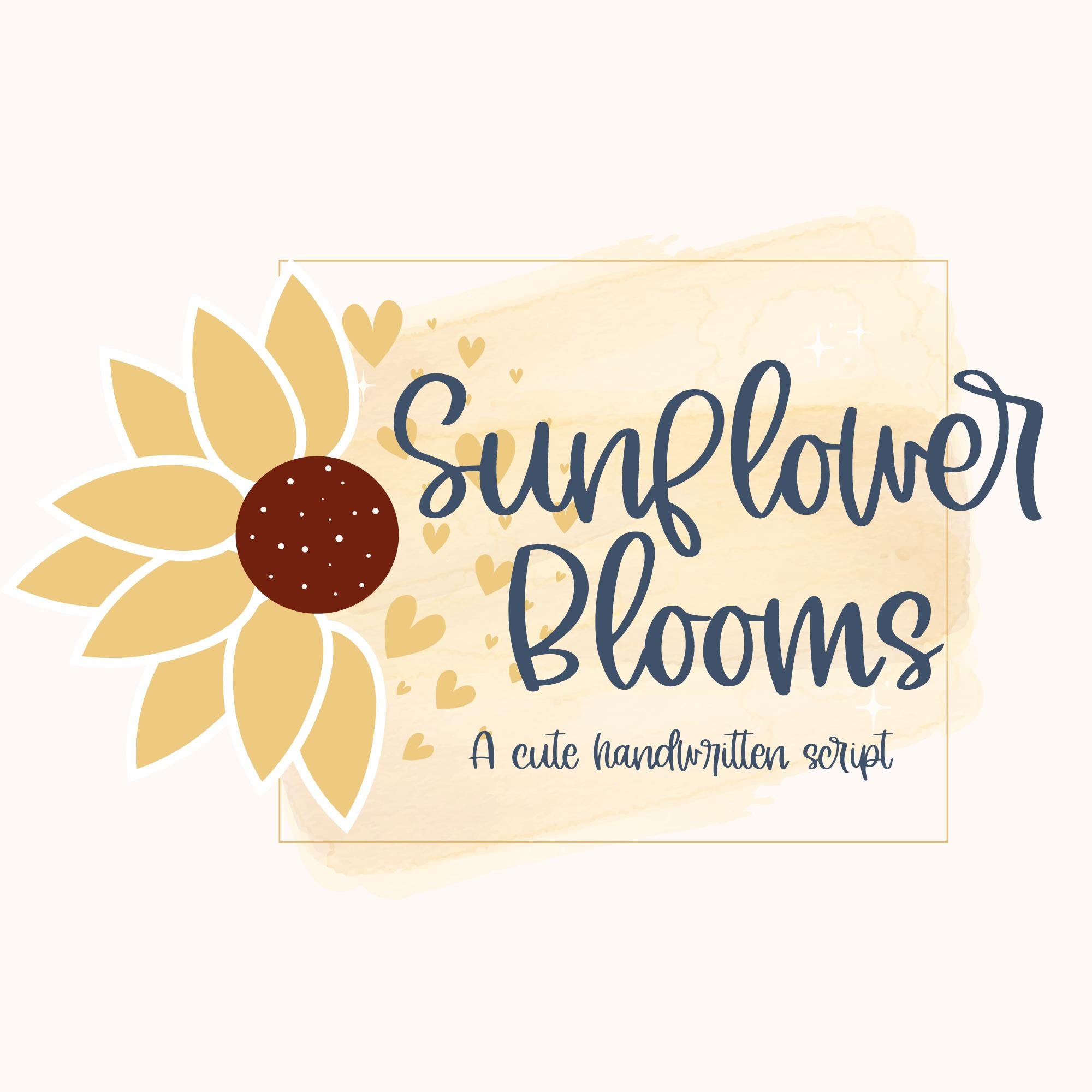Sunflower Blooms, Cute Handwritten Font for Cricut, Cursive Handwriting ...