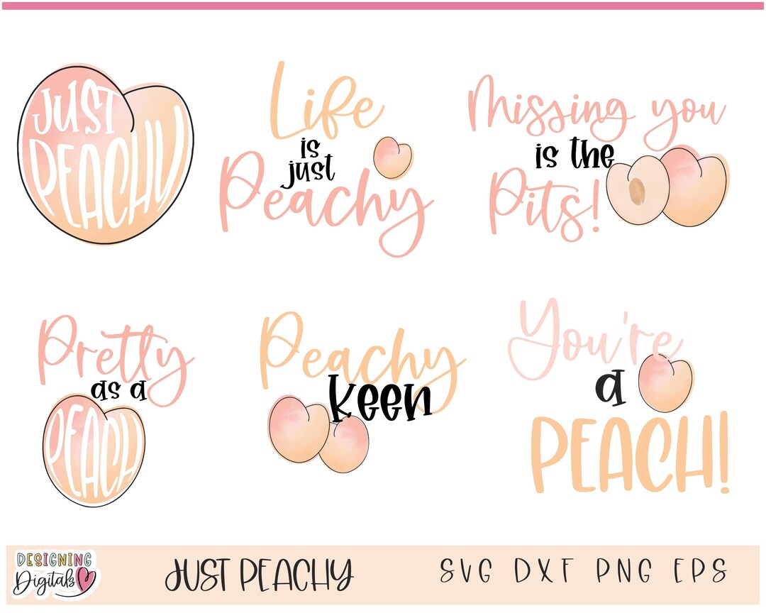Cute Peach SVG Bundle, Just Peachy SVG, Peachy Keen, Cute Peach Clipart ...