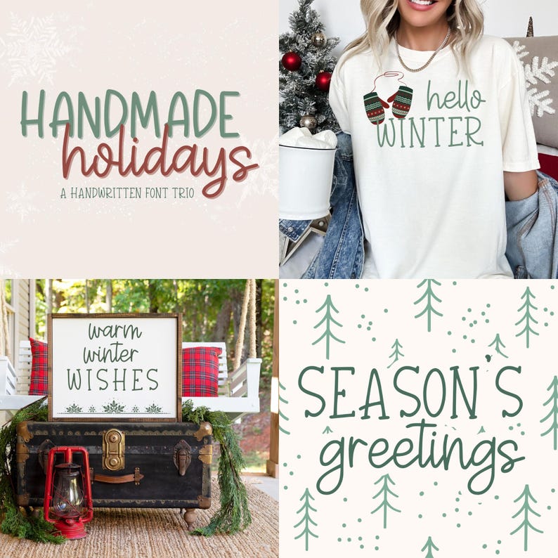 Holiday Handwritten Font Bundle for Cricut, Cute Christmas Handwriting ...