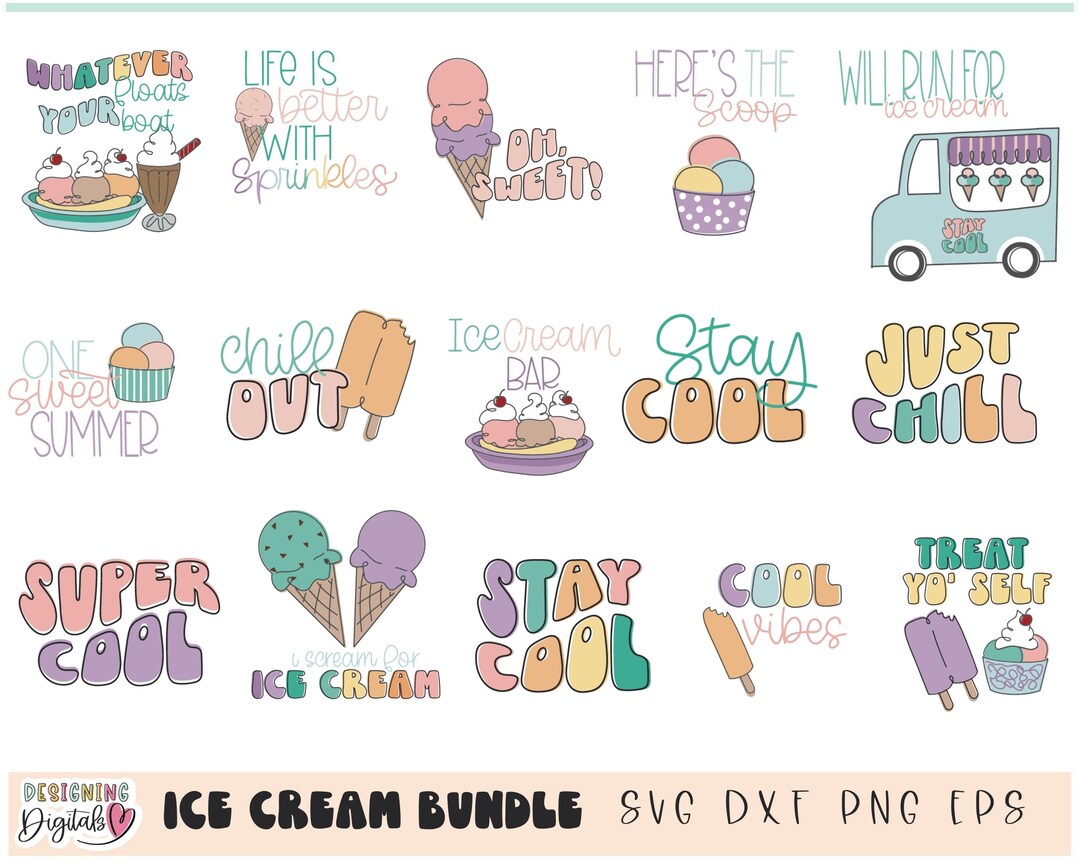 Ice Cream SVG Files for Cricut, Cute SVG Popsicle, Retro Svg Ice Cream ...
