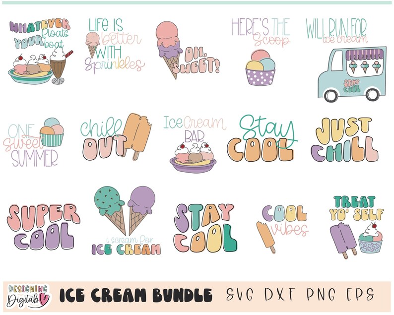 Ice Cream SVG Files for Cricut, Cute SVG Popsicle, Retro Svg Ice Cream ...